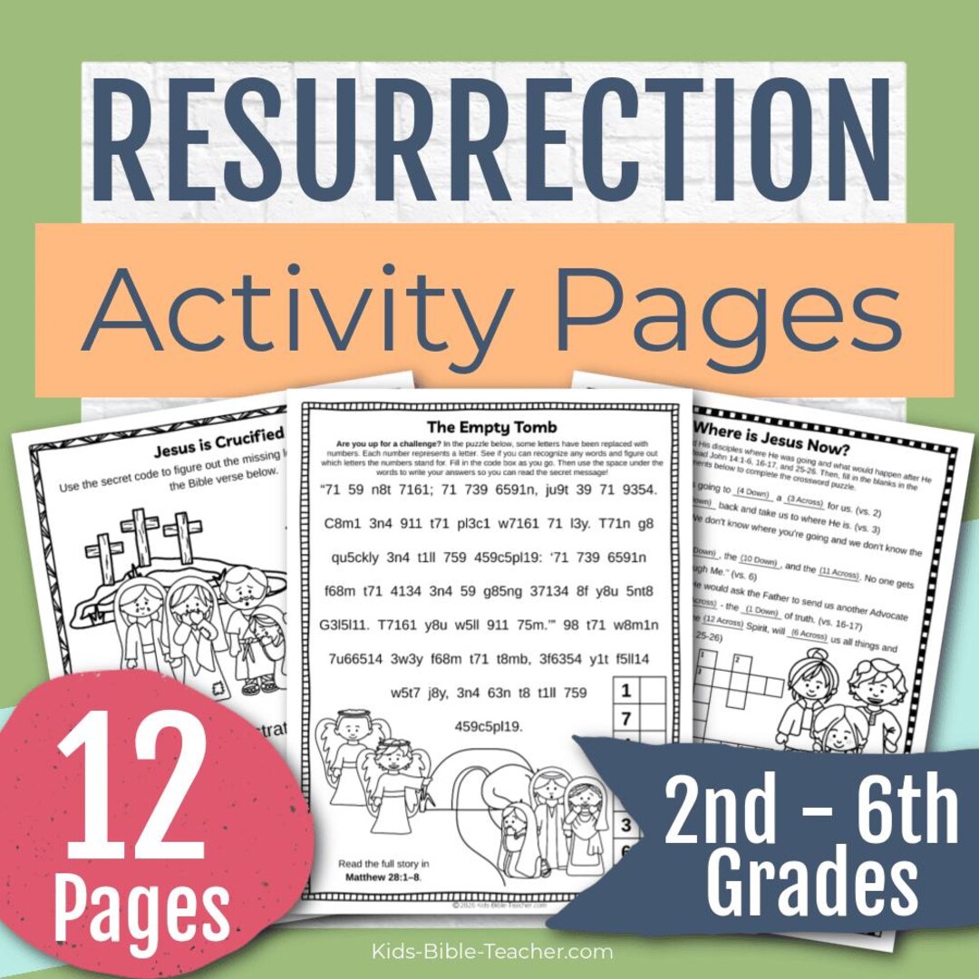 12 Easter Bible Activity Pages About Jesus' Death and Resurrection for ...