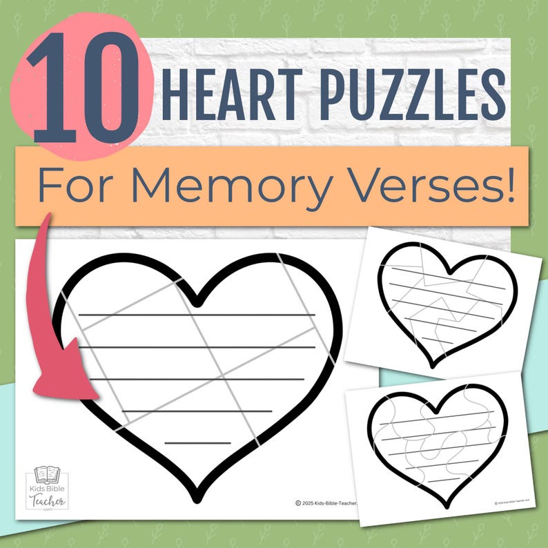 Heart Puzzle Template for Bible Memory Verses - Etsy