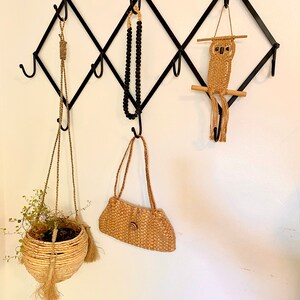 Vintage Style Folding Hand Forged IRON Metal Expending Accordion Rack W ...