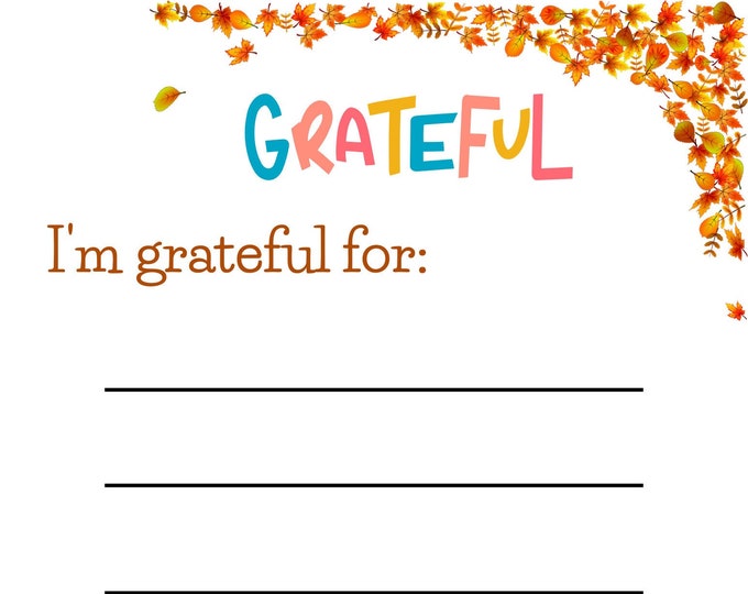 Printable Gratitude Worksheet - Instant Download - Things I'm Grateful ...