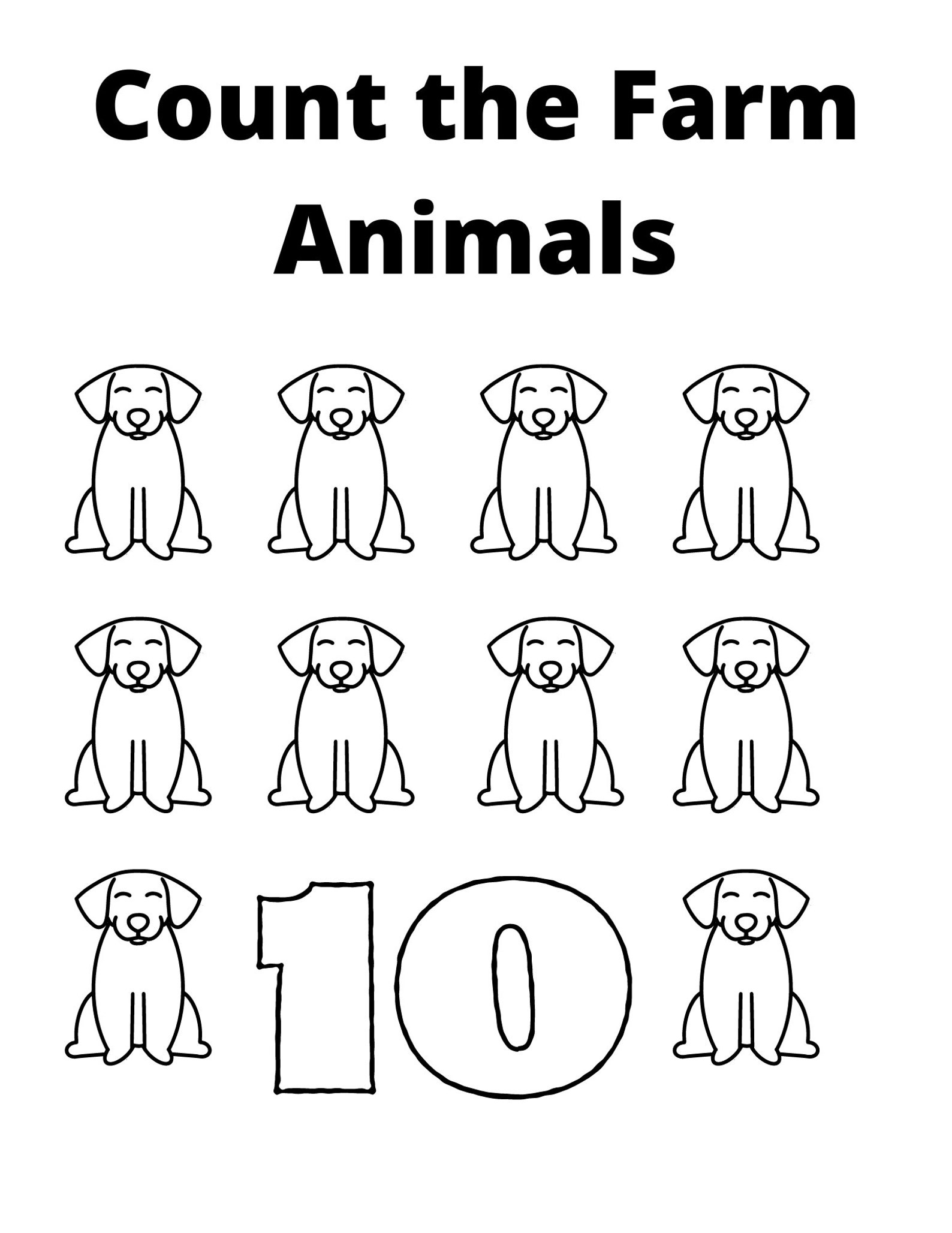 Printable Farm Animals Counting Worksheets - Color Worksheets ...