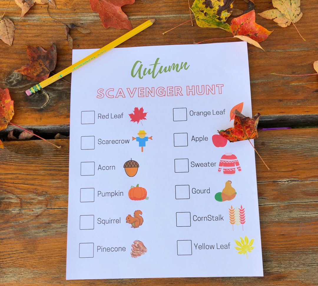 Printable Autumn Scavenger Hunt - Fall Checklist - Fall Activity - Fall ...