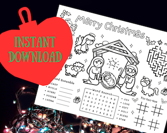 Printable Pizza Party Activity Mat - Instant Download - Kids Activity ...