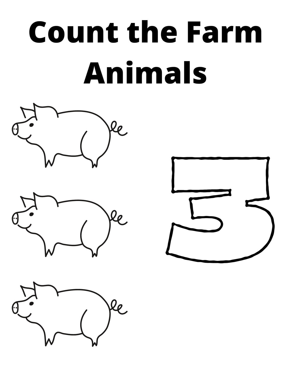 Printable Farm Animals Counting Worksheets - Color Worksheets ...