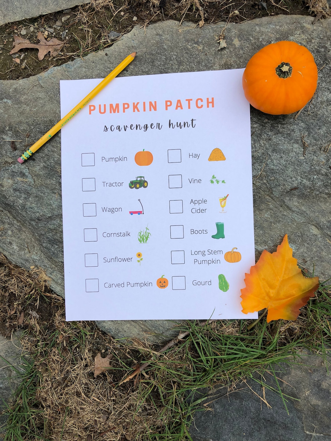 Printable Pumpkin Patch Scavenger Hunt Sheet - Pumpkin Patch Checklist ...