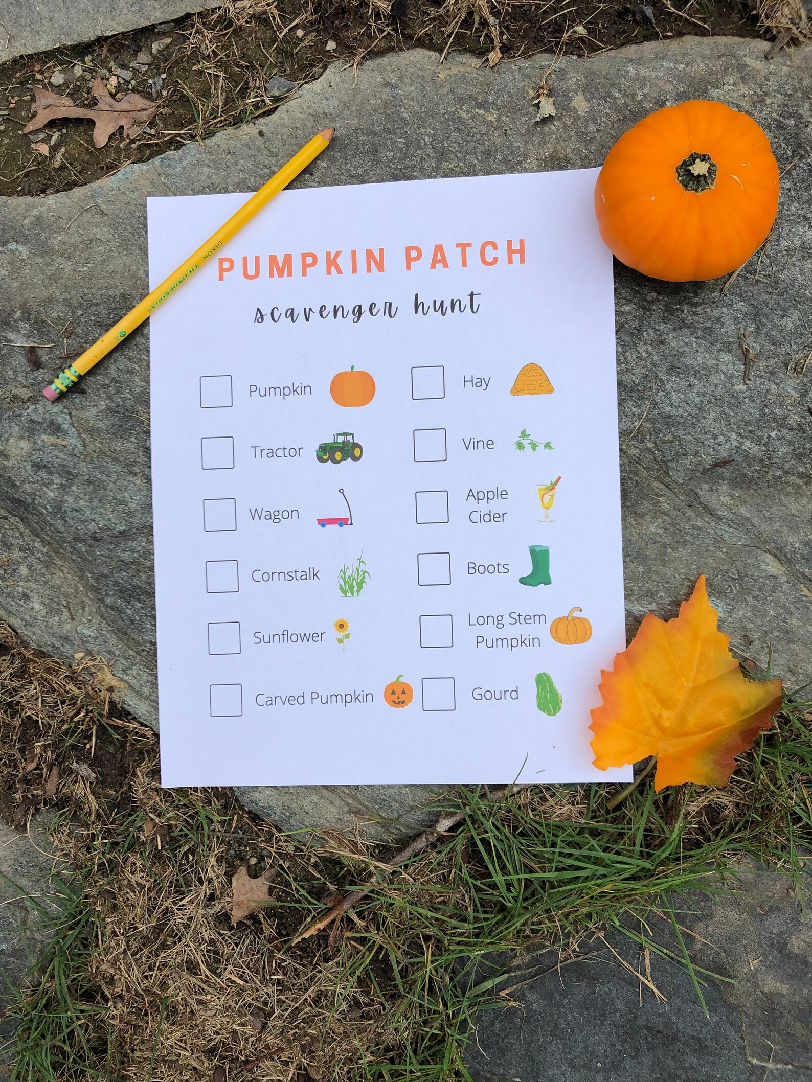 Printable Pumpkin Patch Scavenger Hunt Sheet - Pumpkin Patch Checklist ...