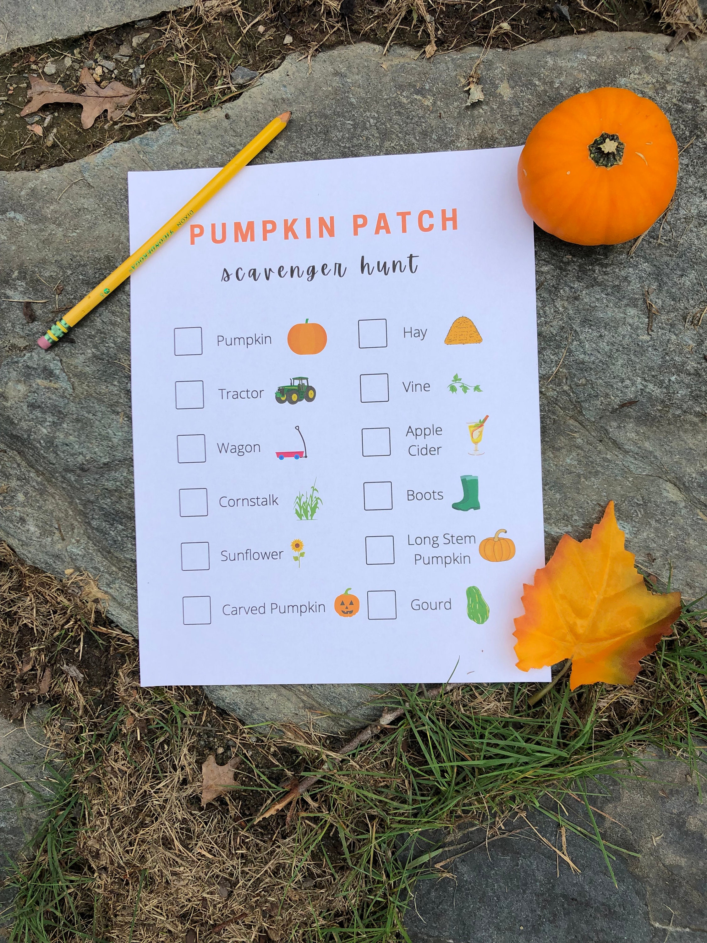 Printable Pumpkin Patch Scavenger Hunt Sheet - Pumpkin Patch Checklist ...