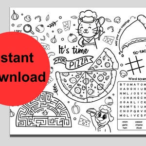 Printable Pizza Party Activity Mat - Instant Download - Kids Activity ...