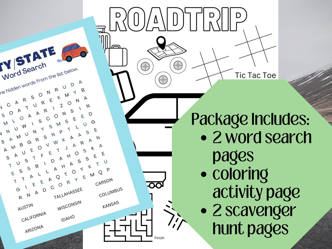 Printable Road Trip Activity Pack - Instant Download Kids Car Activity ...