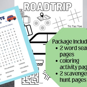 Printable Road Trip Activity Pack - Instant Download Kids Car Activity ...
