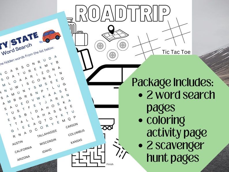 Printable Road Trip Activity Pack - Instant Download Kids Car Activity ...