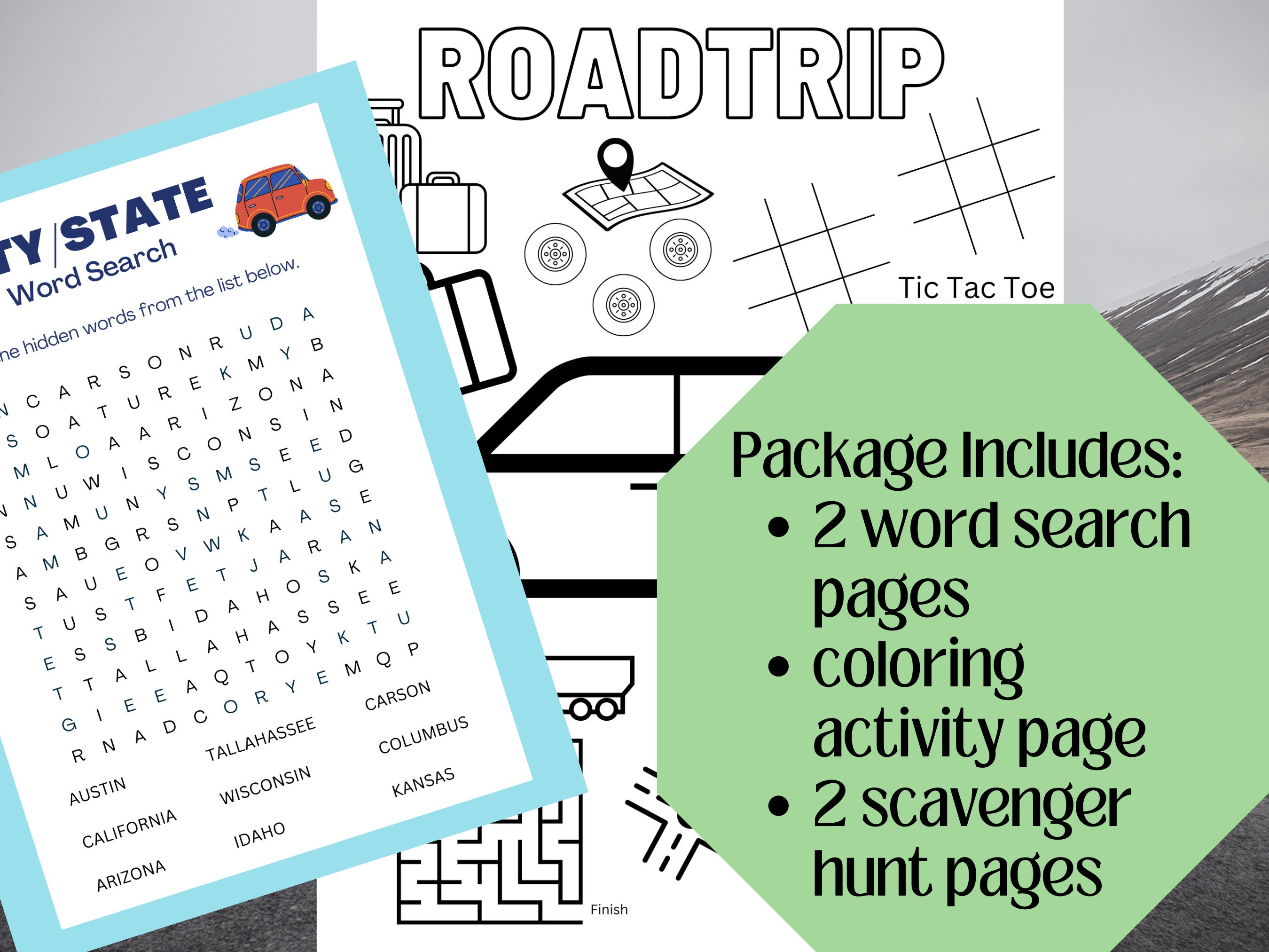 Printable Road Trip Activity Pack - Instant Download Kids Car Activity ...