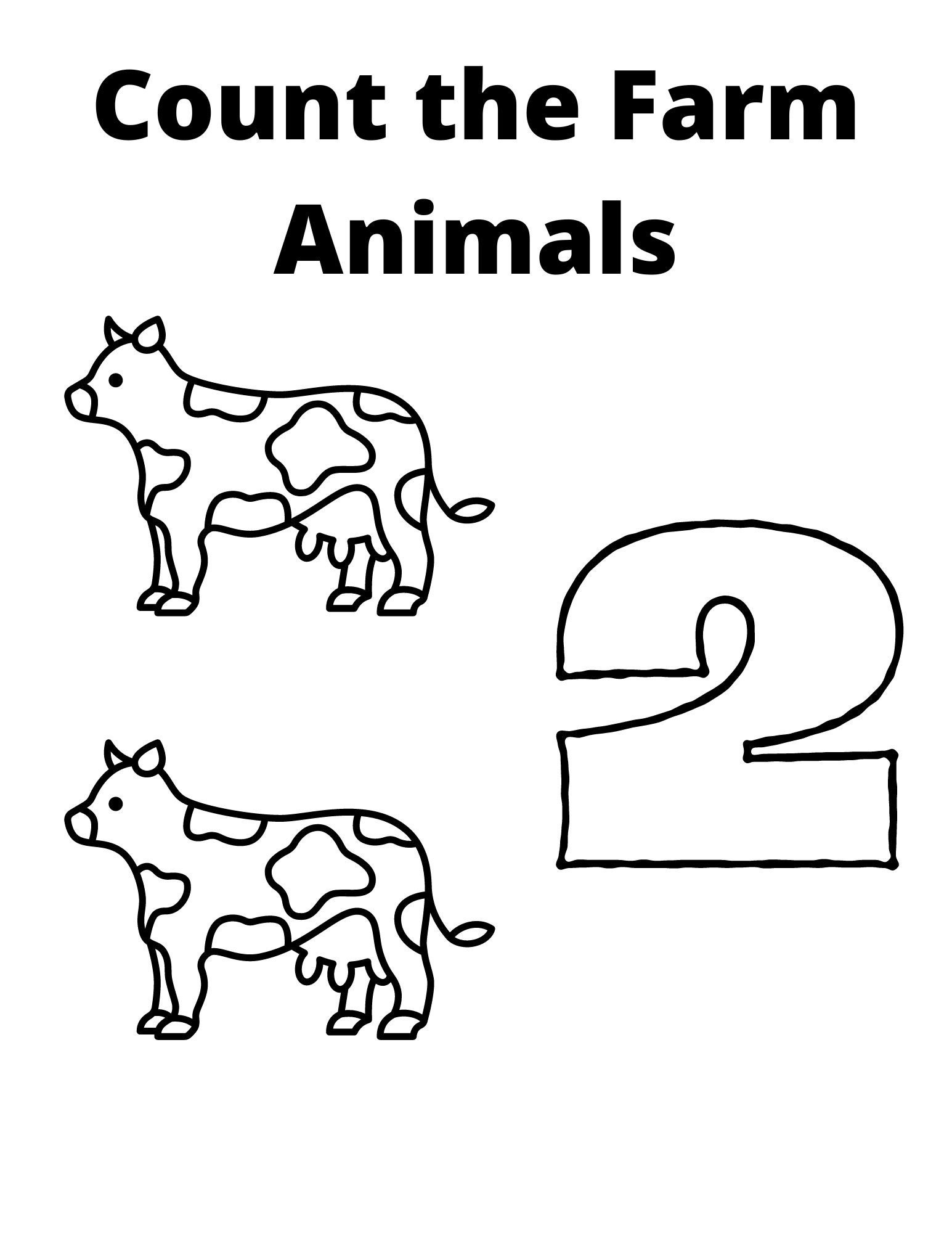 Printable Farm Animals Counting Worksheets - Color Worksheets ...