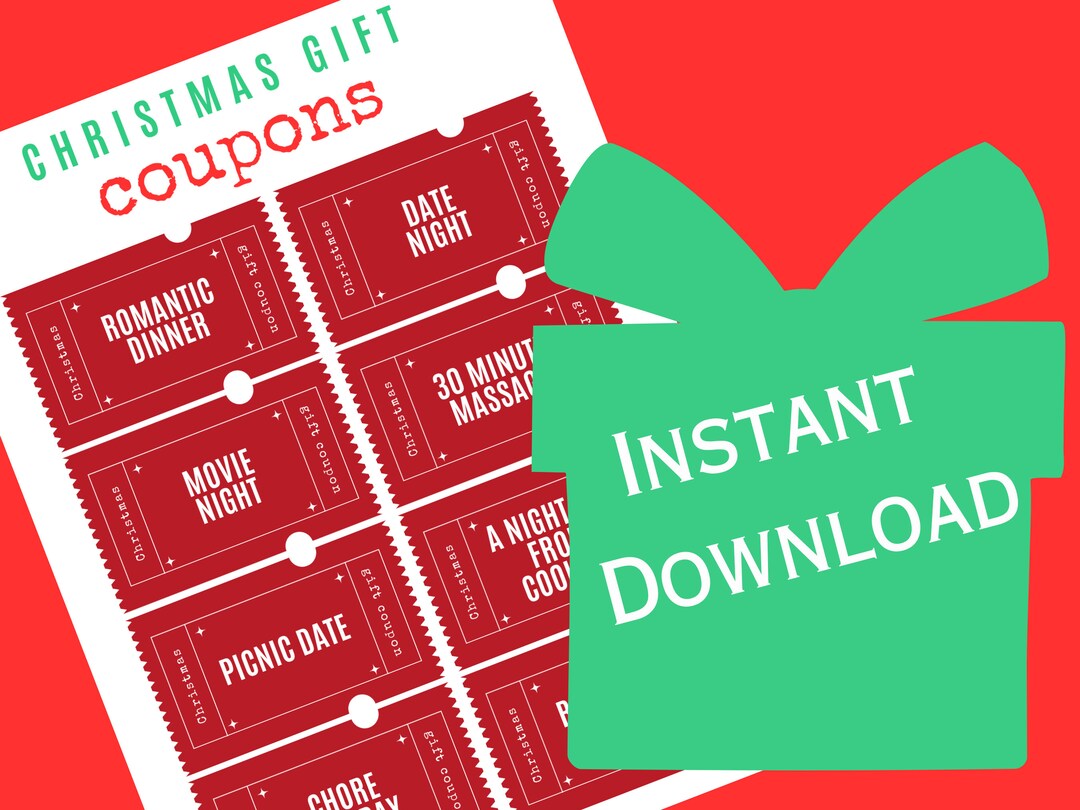 Printable Christmas Coupons - Digital Download - Gift Vouchers ...
