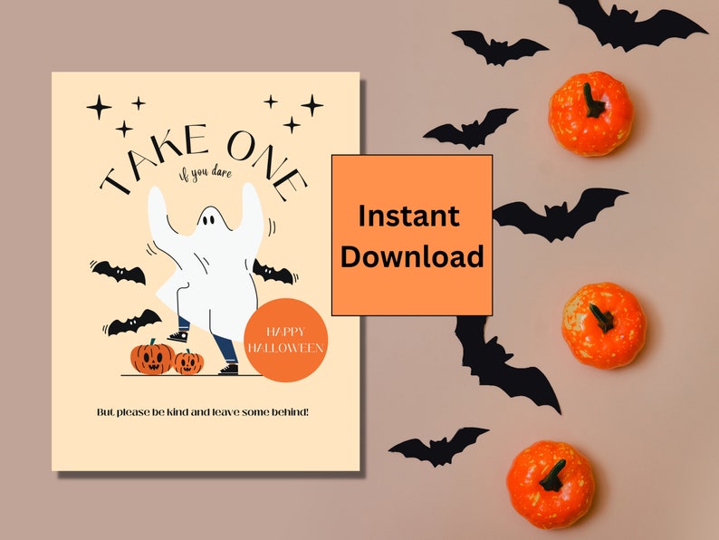 Halloween Candy Sign - Instant Download - Printable Take One Sign ...