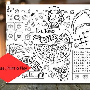 Printable Pizza Party Activity Mat - Instant Download - Kids Activity ...