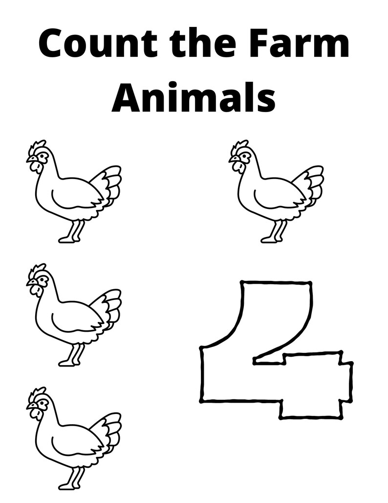 Printable Farm Animals Counting Worksheets - Color Worksheets ...