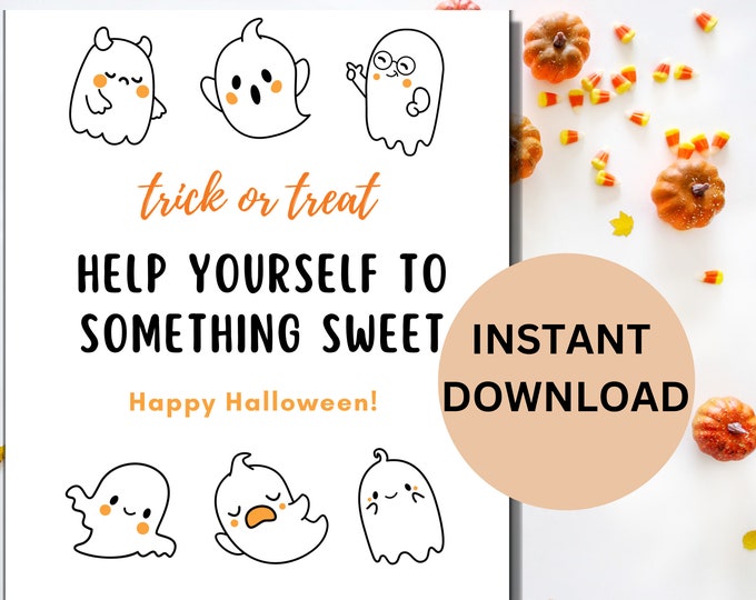 Halloween Candy Bowl Sign - Instant Download - Printable - Printable ...