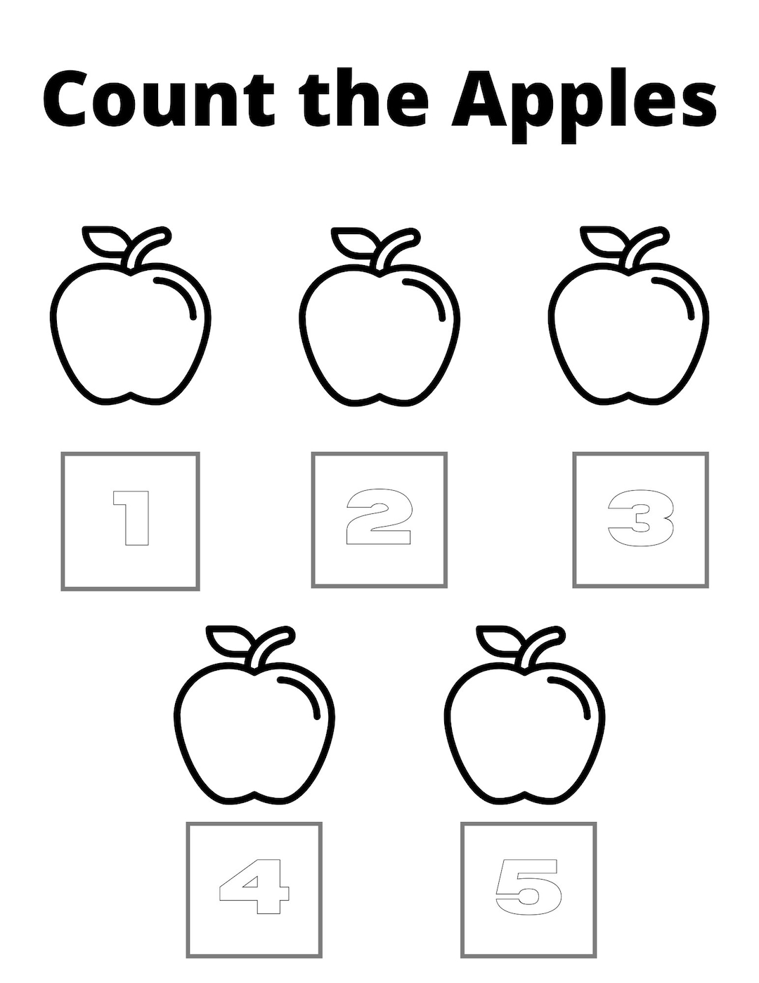 Printable Counting Worksheet - Count the Apples - Counting Lesson ...