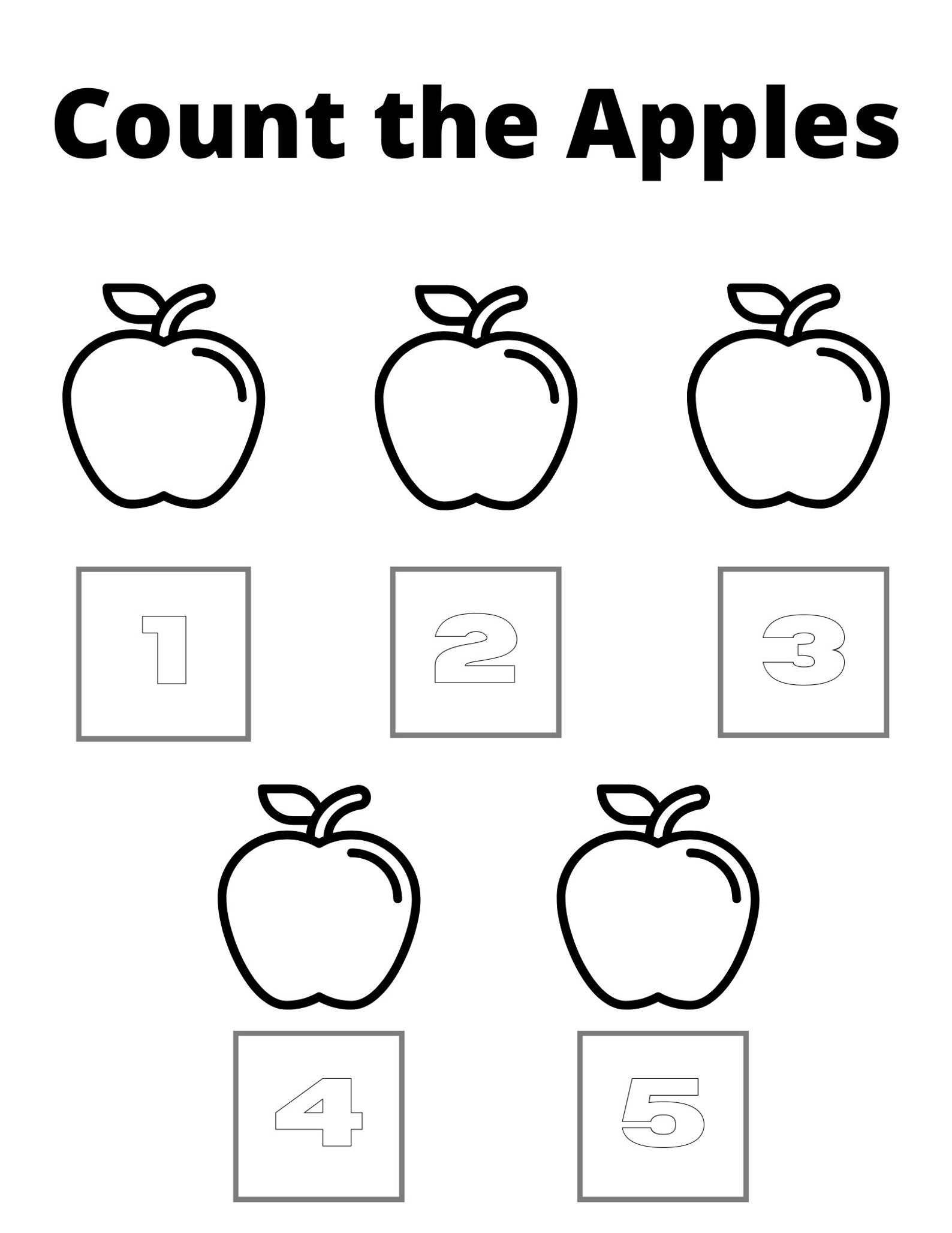 Printable Counting Worksheet - Count the Apples - Counting Lesson ...