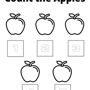 Printable Counting Worksheet - Count the Apples - Counting Lesson ...