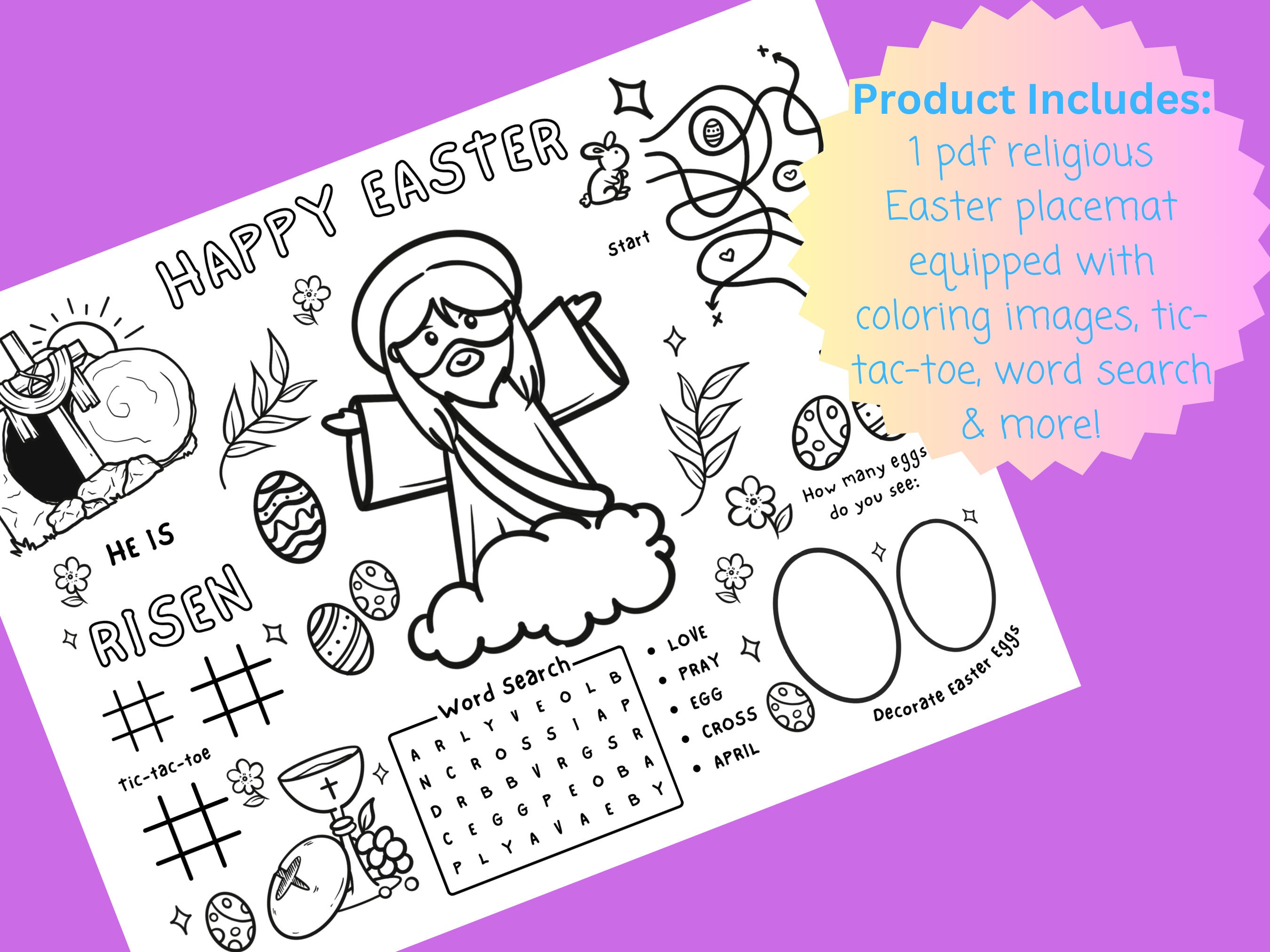 Printable Easter Placemat - Religious Themed Easter Kids Activity ...