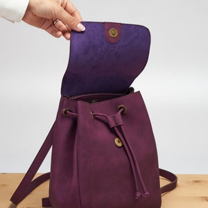 Mini Backpack - Purple Bag - Vegan Backpack - Convertible Bag - Purple ...