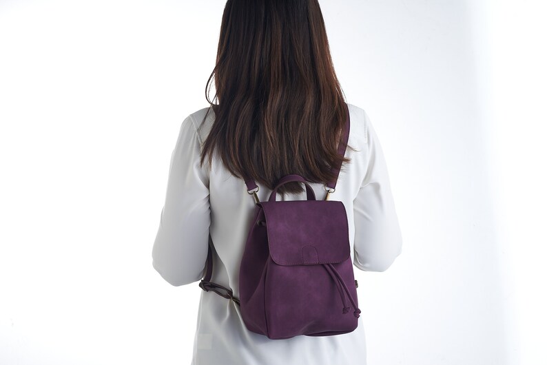 Mini Backpack Purple Bag Vegan Backpack Convertible Bag - Etsy