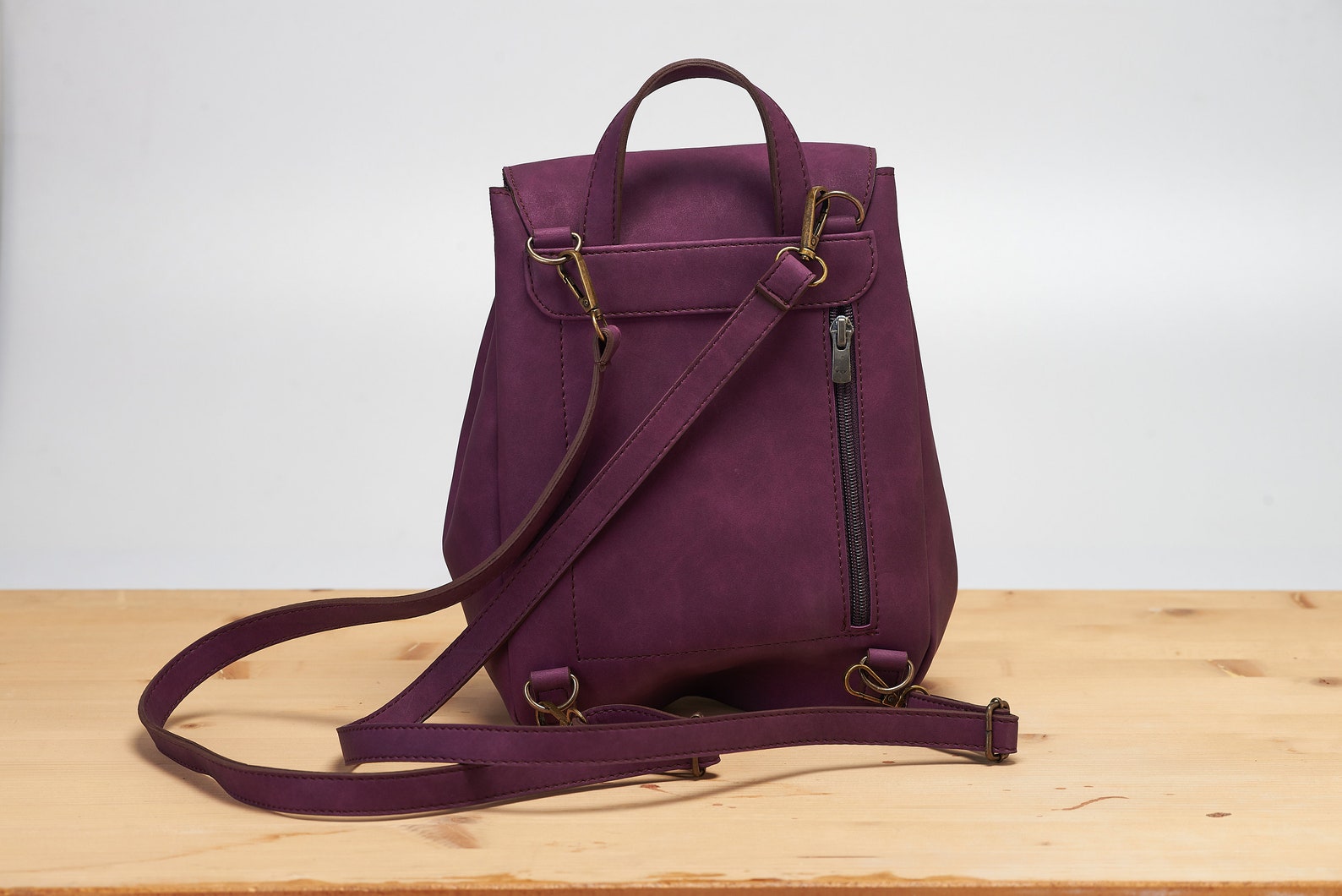 Mini Backpack Purple Bag Vegan Backpack Convertible Bag | Etsy