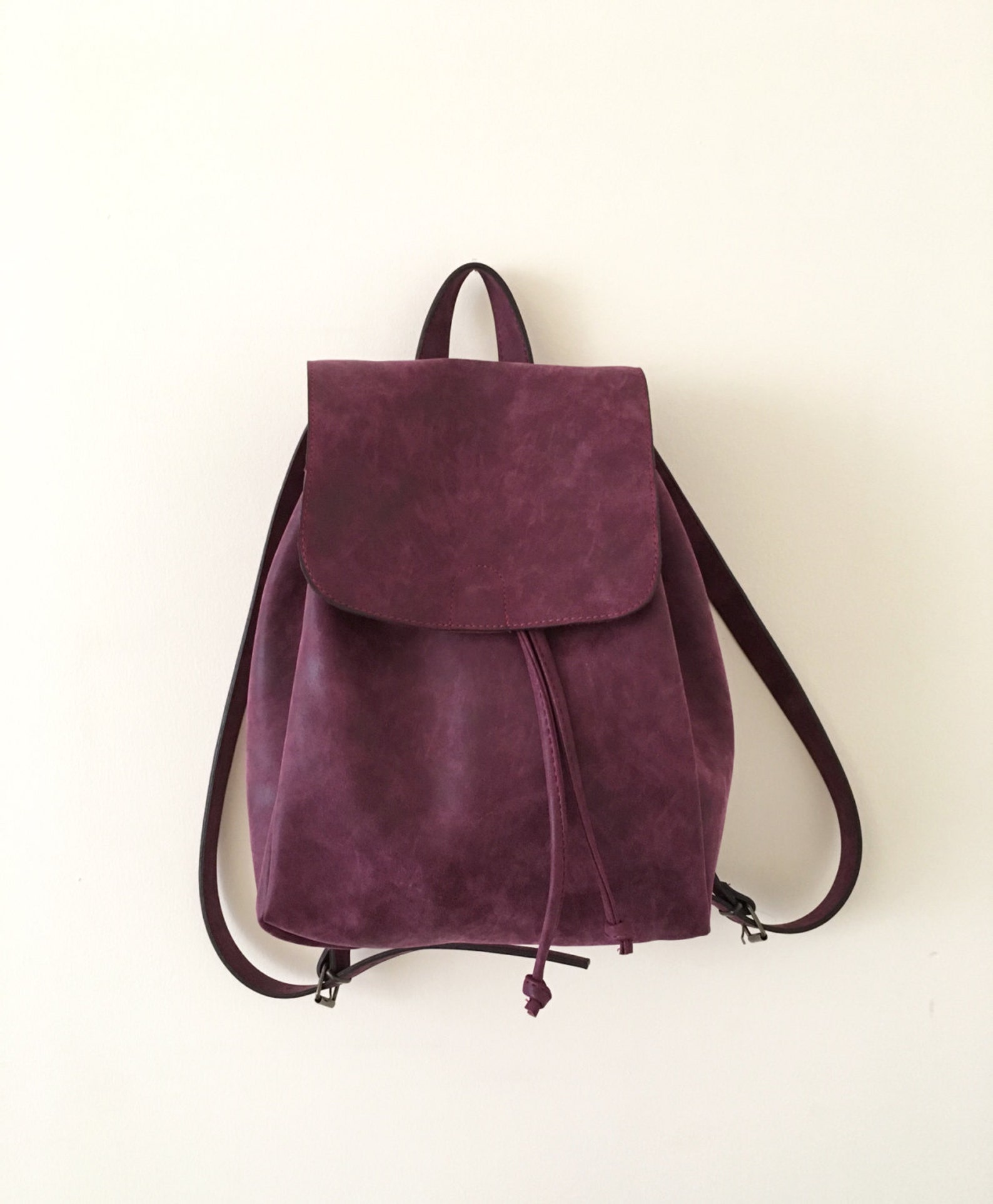 Faux Leather Burgundy Backpack - Vegan Backpack - Water Resistant ...