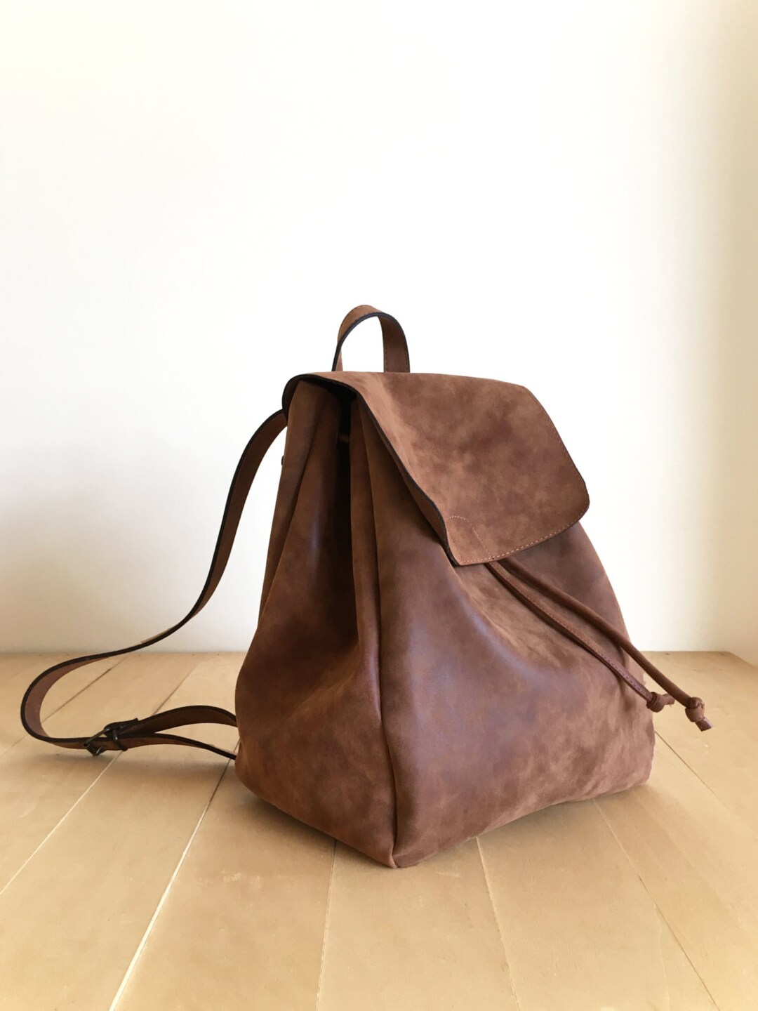 Faux Leather Brown Backpack - Vegan Backpack - Water Resistant - Vegan ...