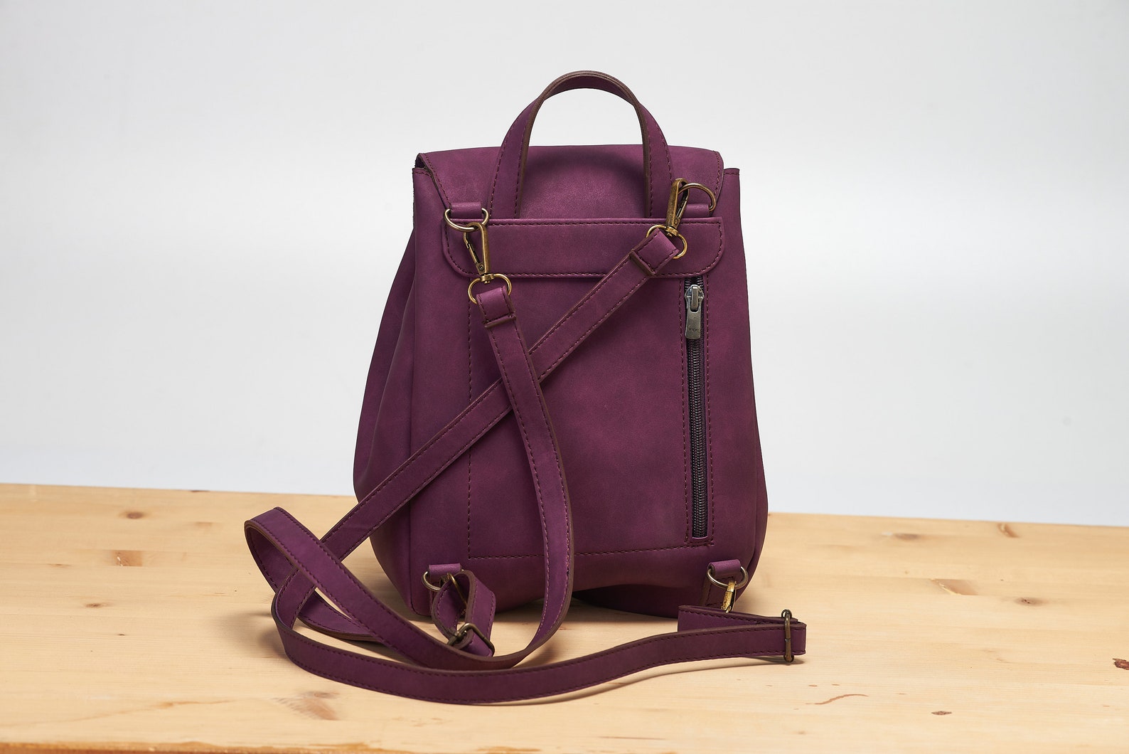 Mini Backpack Purple Bag Vegan Backpack Convertible Bag | Etsy