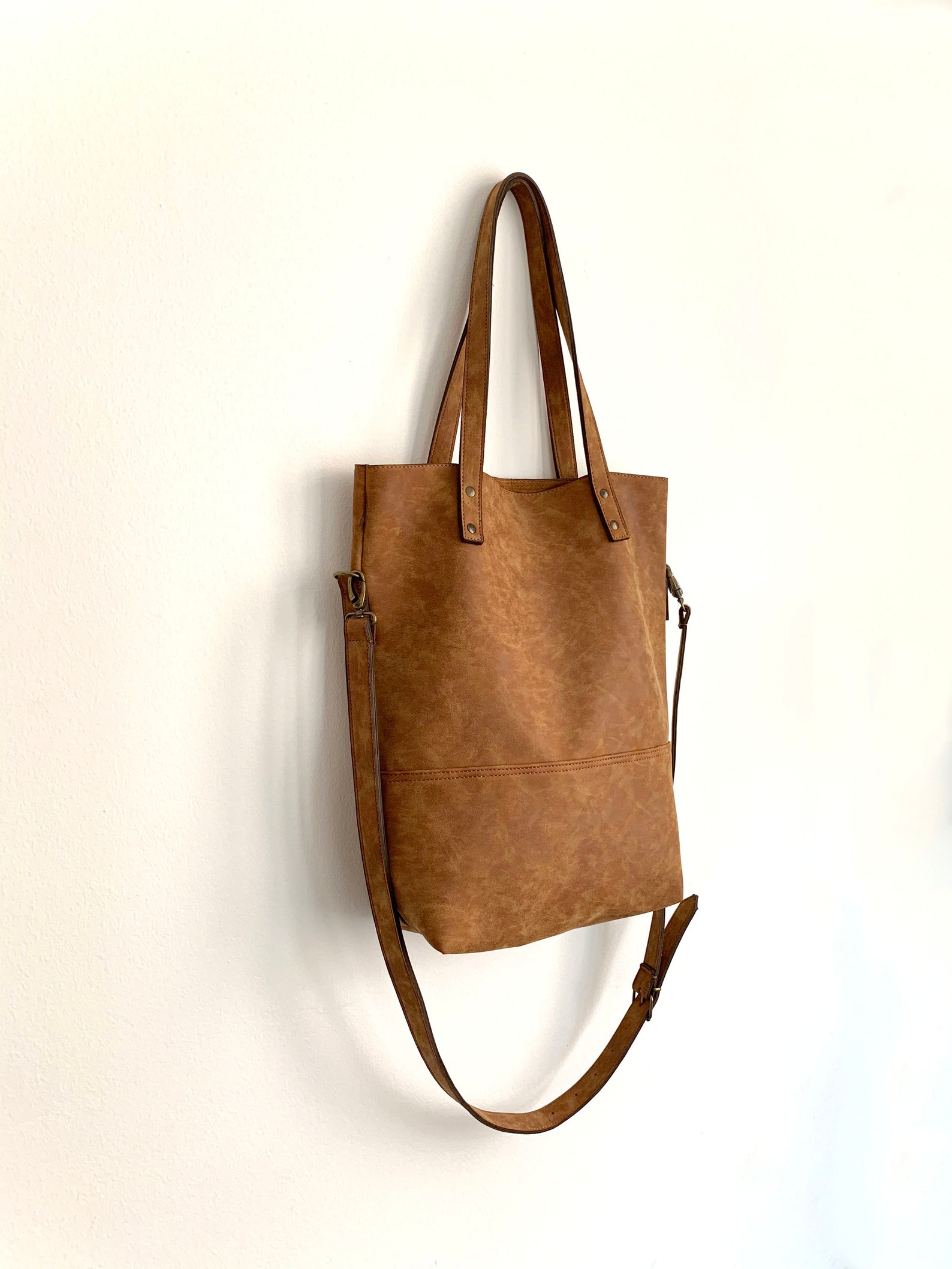 Vegan Leather Shoulder Bag - Convertible Bag - Foldover Bag - Vegan ...