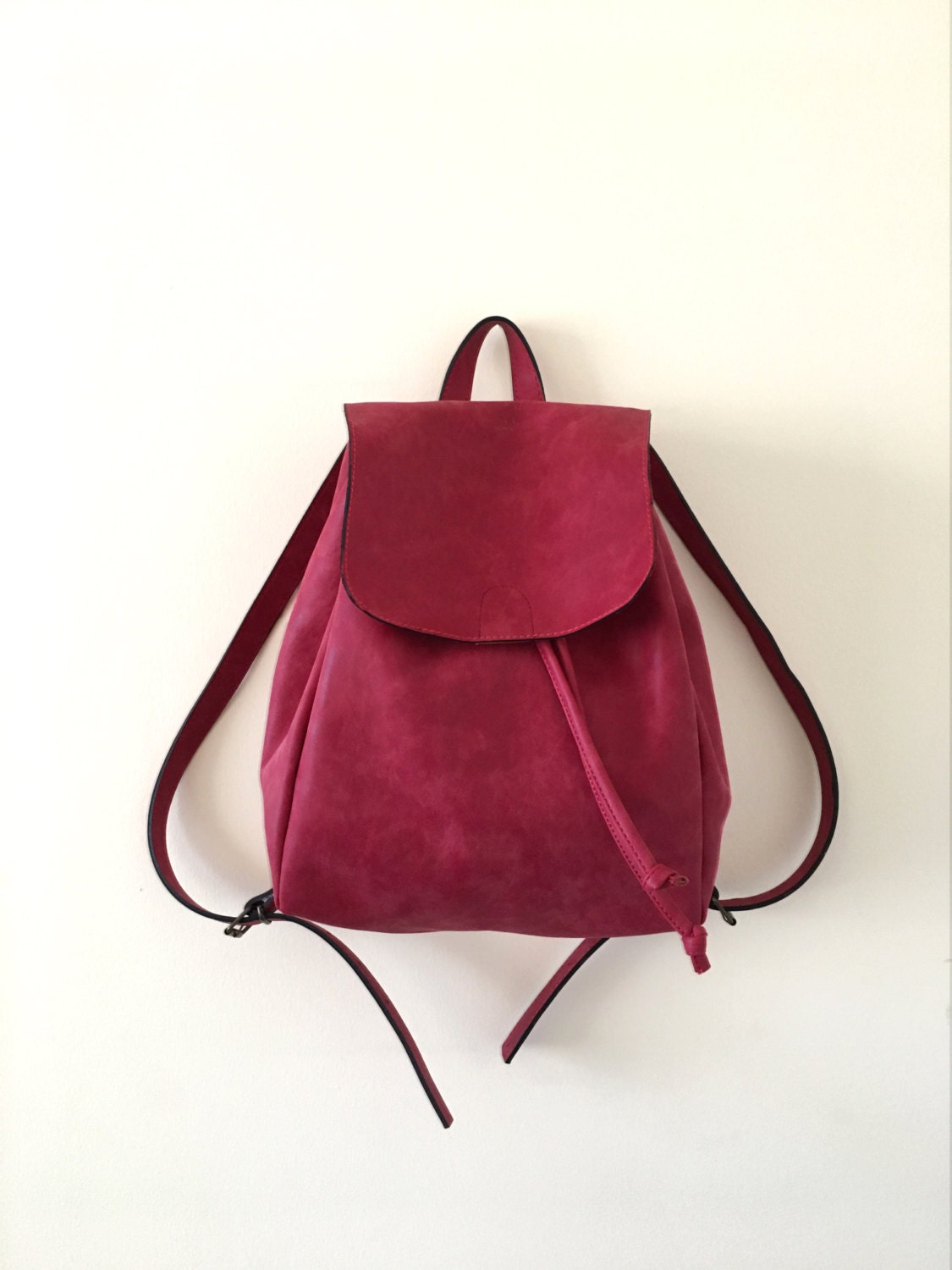 Faux Leather Red Backpack Vegan Backpack Water Resistant - Etsy