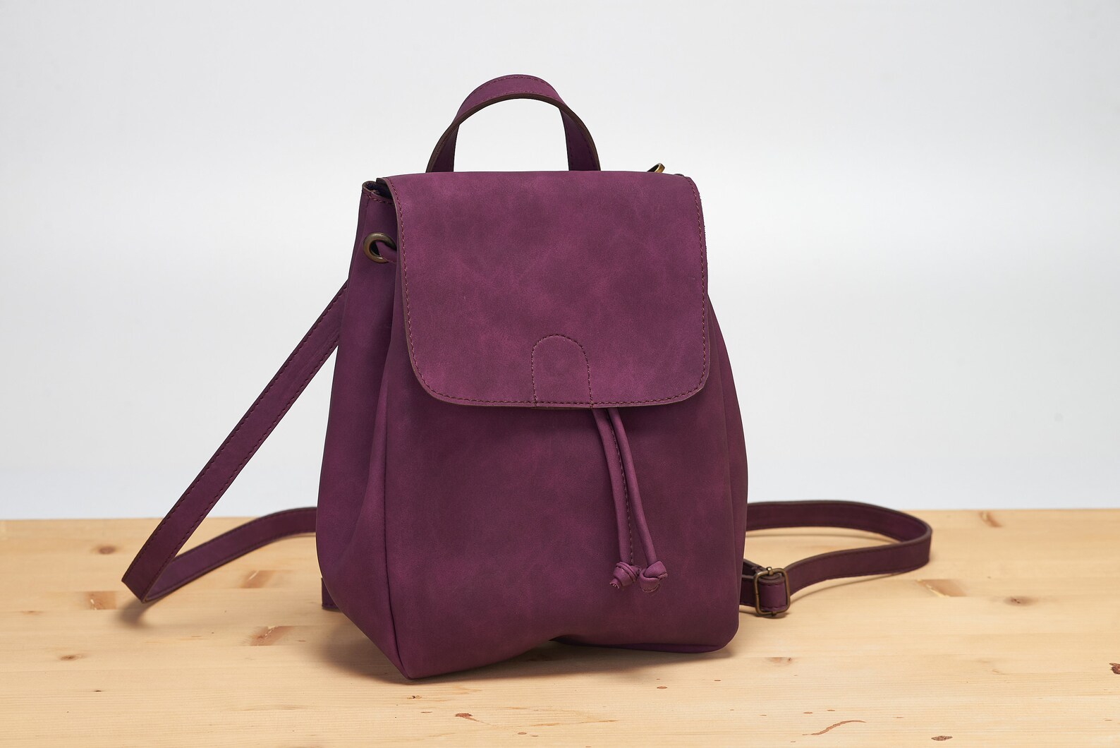 Mini Backpack Purple Bag Vegan Backpack Convertible Bag | Etsy