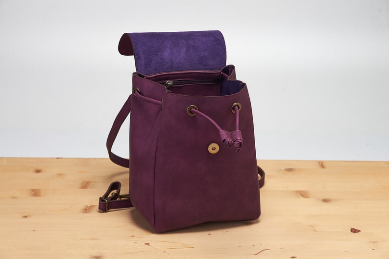 Mini Backpack Purple Bag Vegan Backpack Convertible Bag | Etsy