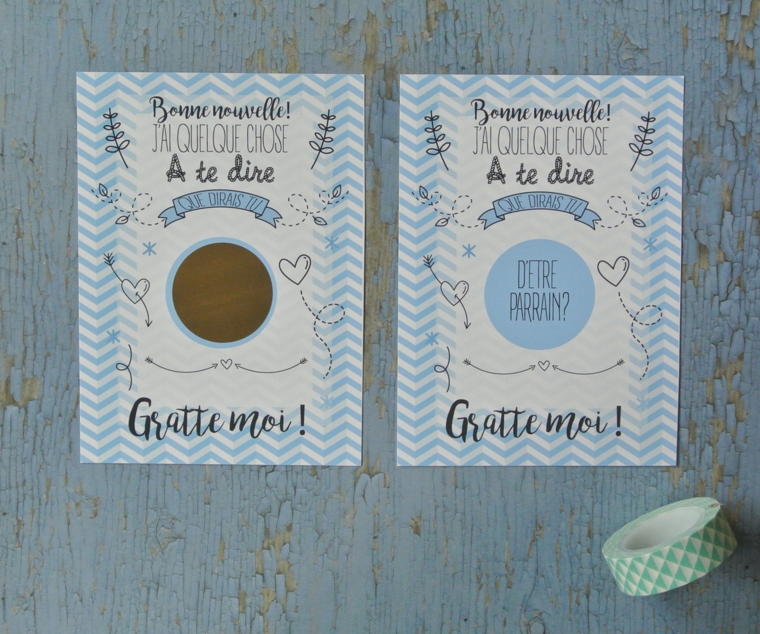 2 Cartes à gratter demande de parrain et de marraine | Etsy