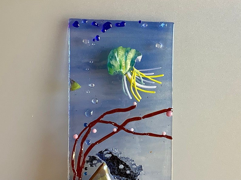 Fused Glass Seascape Triptych - Coral Reef Fish Jellyfish Aquarium - Etsy
