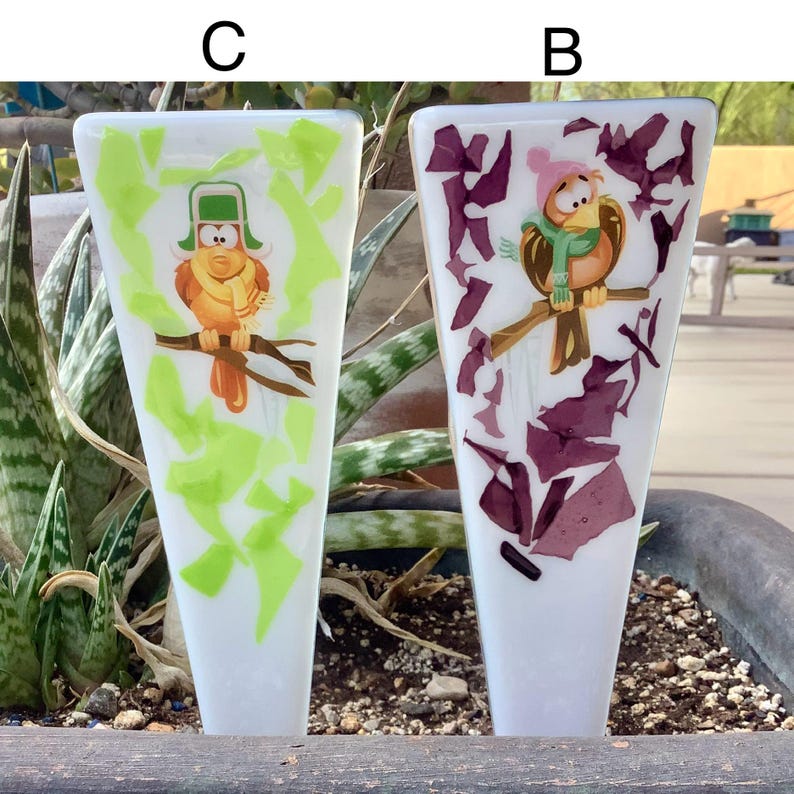 Winter Birds Pot Stakes Yard Garden Cute - Etsy