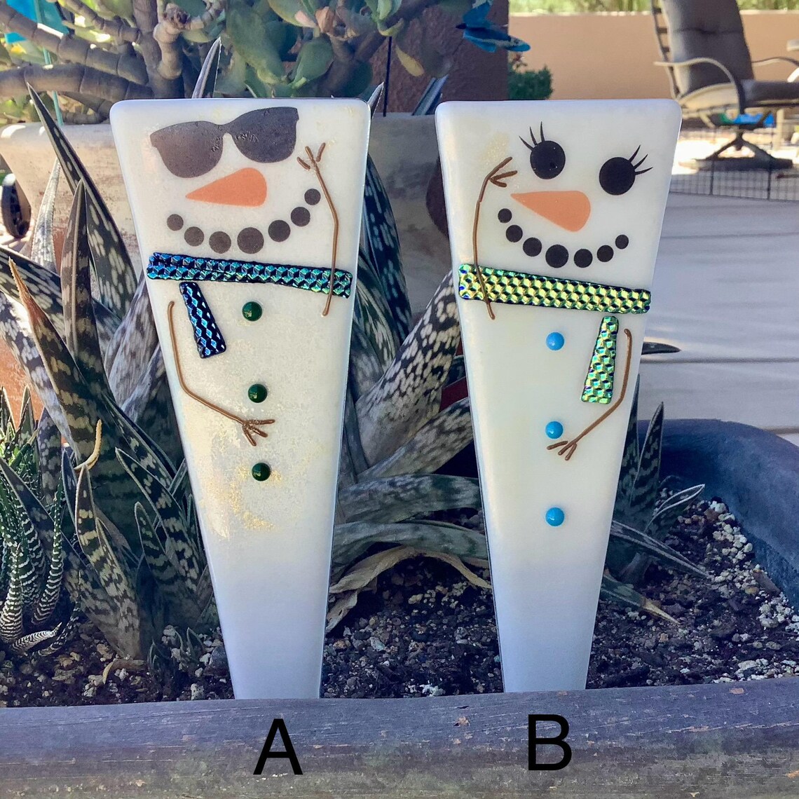 Snowman Snow Woman Pot Stakes Yard Garden Cute Christmas - Etsy
