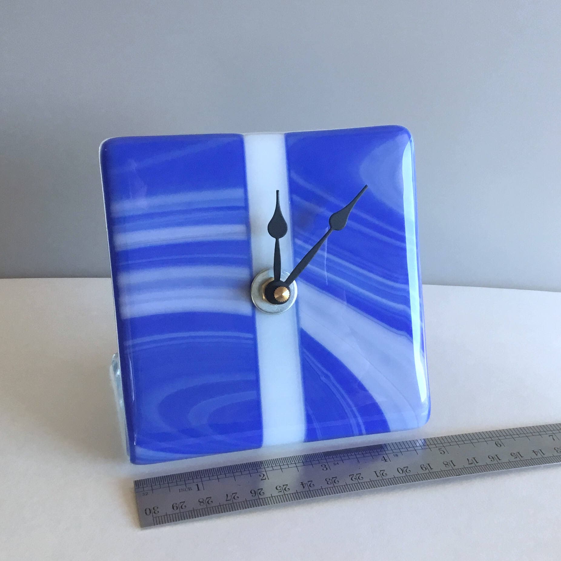 Desk Clock Functional Art Fused Glass Unique Freestanding - Etsy