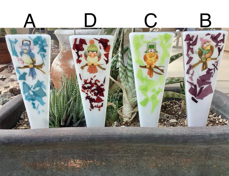 Winter Birds Pot Stakes Yard Garden Cute - Etsy