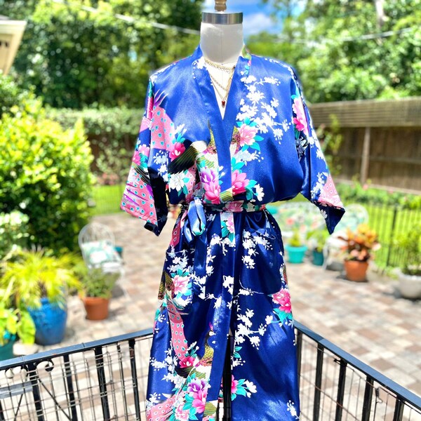 Floral Satin Robe - Etsy