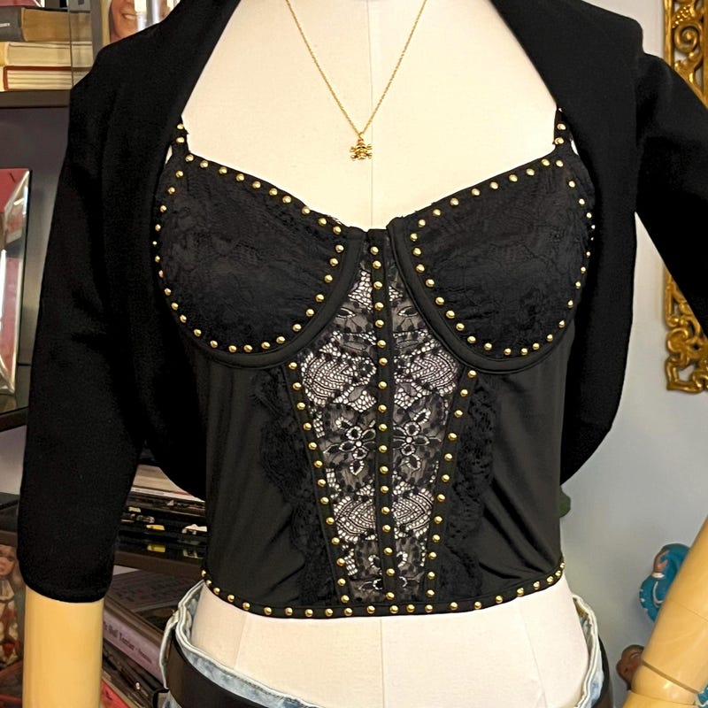 Black Lace Bustier - Etsy