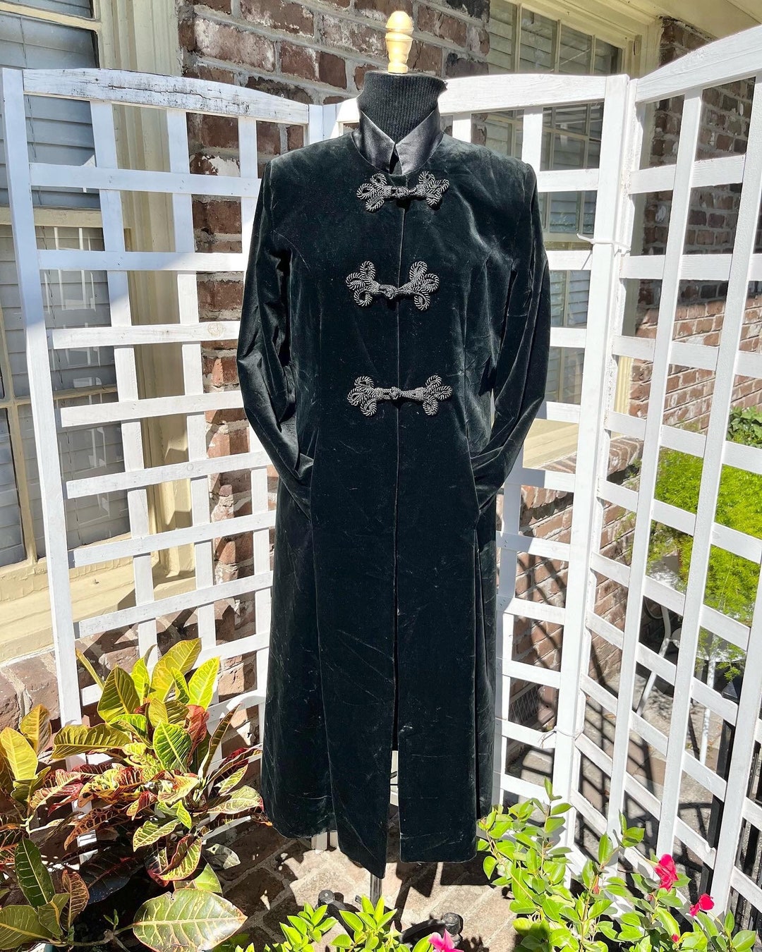 80S VELVET Coat/vintage Velvet Coat/goth Glam Coat/black Velvet Coat ...