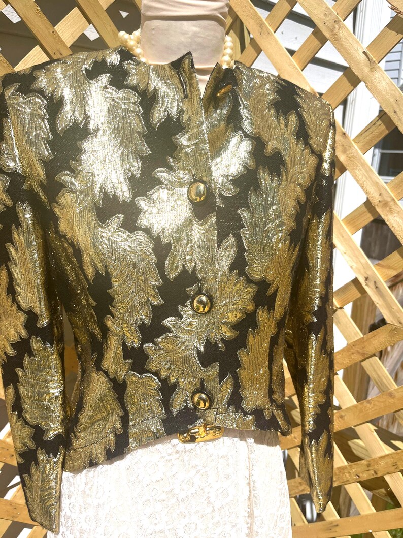 Vintage 80s Brocade Jacket: Gold & Black Hi-lo Blazer - Etsy