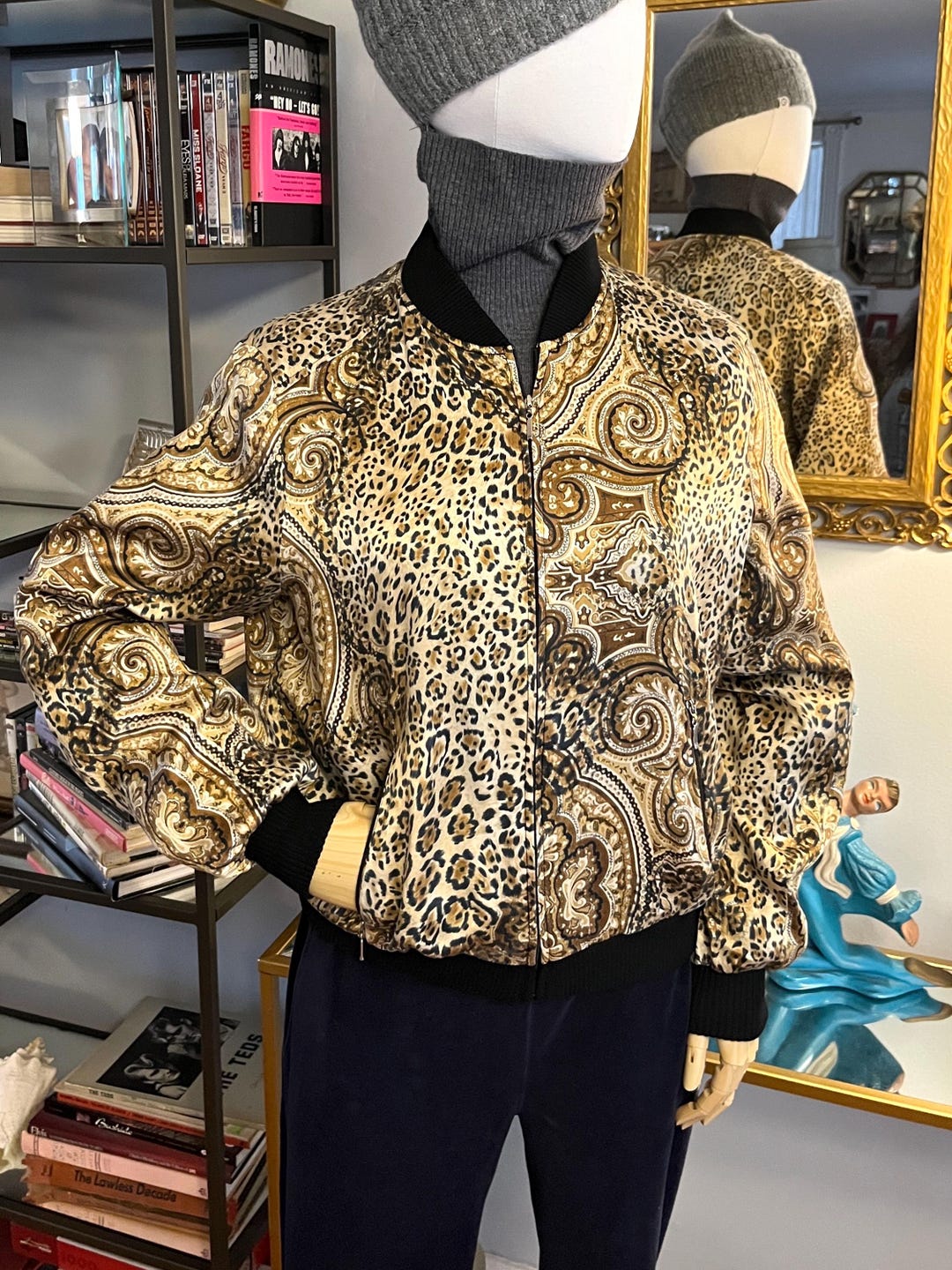 Leopard Print Silk Bomber Jacket, Silk Bomber Jacket, Leopard Jacket ...