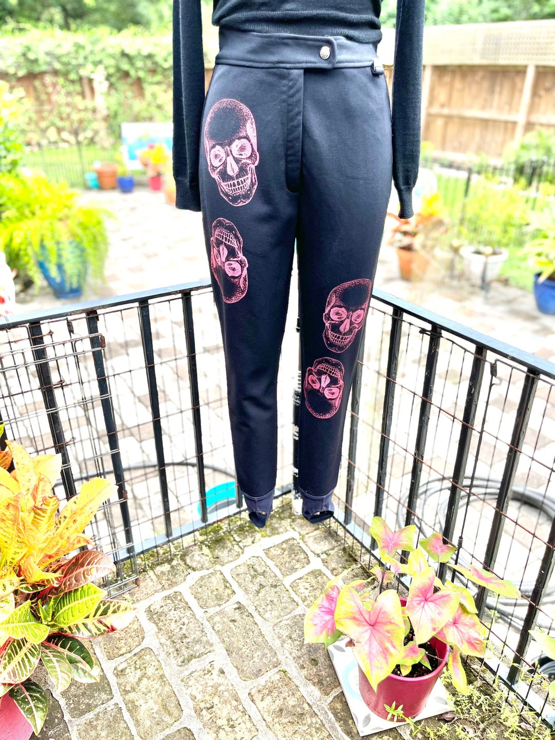 Skull Print Ski Pants, Vintage Ski Pant, Pink Skull Ski Pant, Recycled ...
