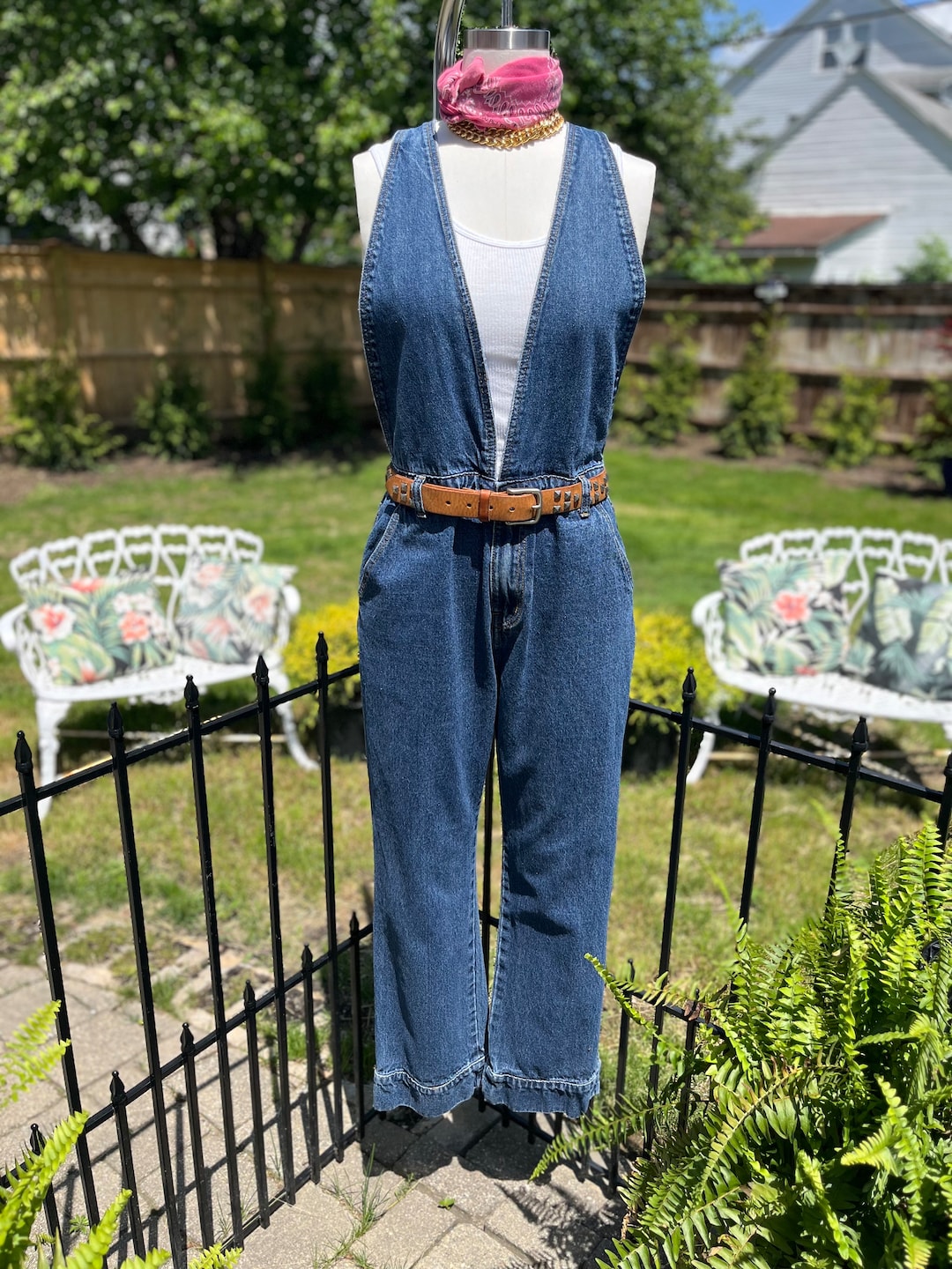 LADIES 90S OVERALLS, Vintage Overalls, Cross Back Overalls, Dark Denim ...