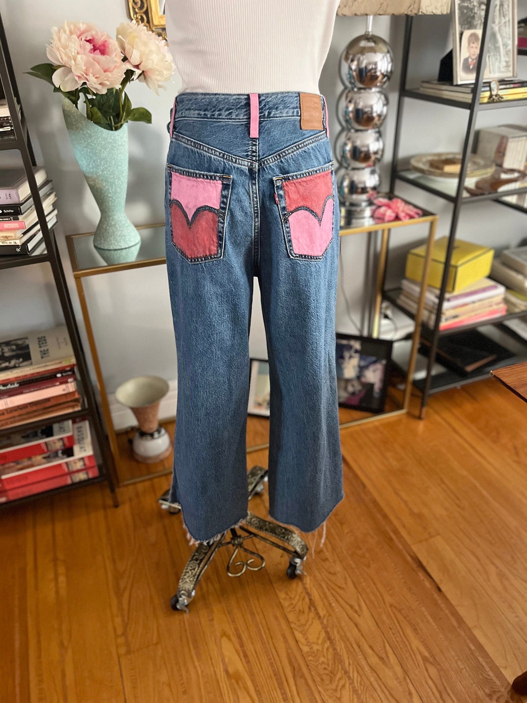 Wide Leg Levis, Hand Painted Levi Flares, Flared Levi Jeans, High Waist ...